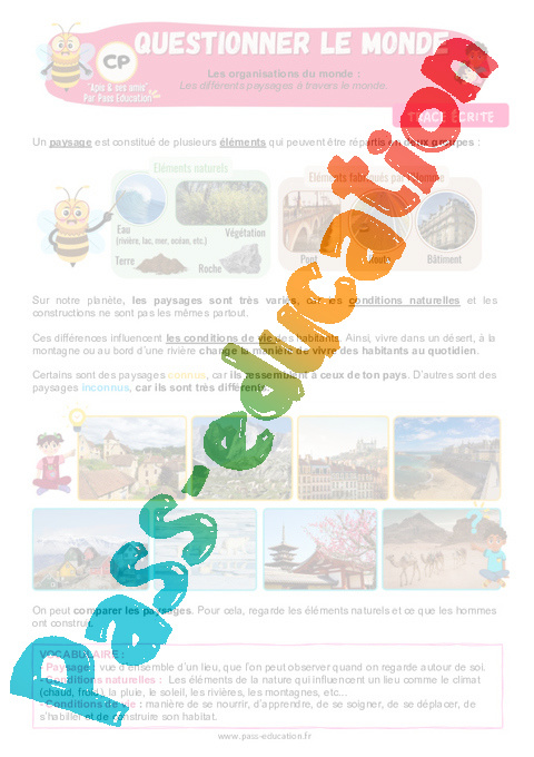 Les différents paysages à travers le monde – CP – Leçon – Apis & ses ...