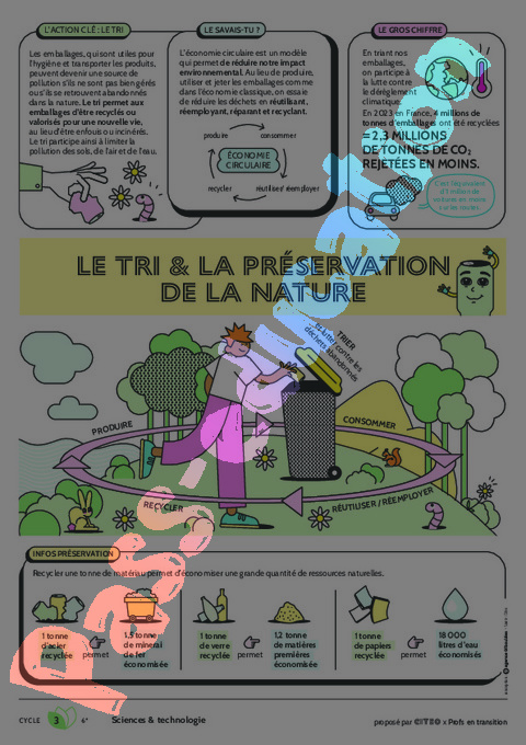 Le tri, la préservation de la nature 6ème - Citéo - Cycle 3 - PDF ...