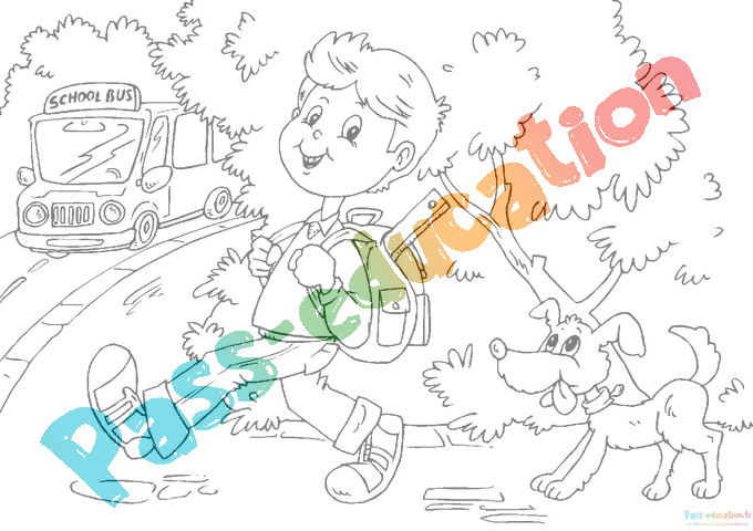 Coloriage gratuit : école - PDF à imprimer