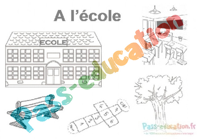 Coloriage gratuit : école - PDF à imprimer