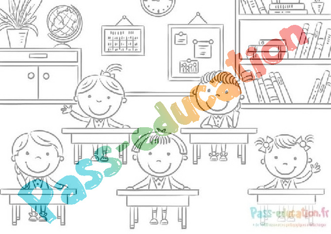 Coloriage gratuit : école - PDF à imprimer