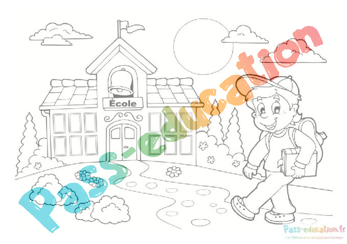Coloriage gratuit : école - PDF à imprimer