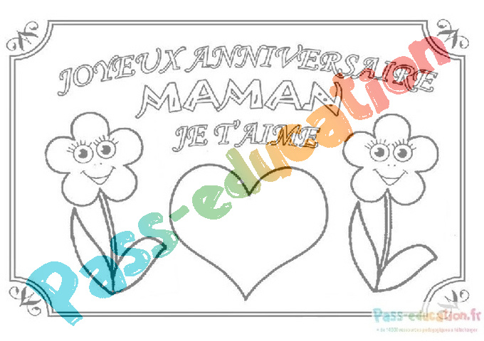 Coloriage gratuit : Bonne fête maman - PDF à imprimer