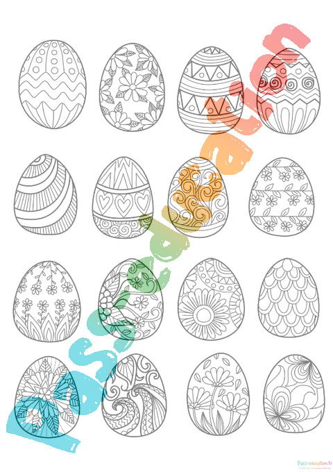 Coloriage gratuit : Oeufs de pâques - PDF à imprimer