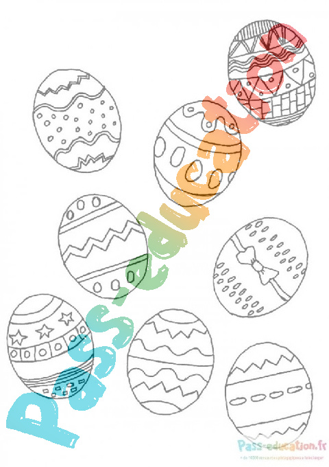 Coloriage gratuit : Oeufs de pâques - PDF à imprimer