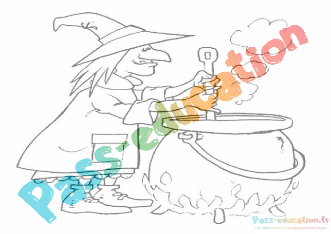 Coloriage gratuit : Sorcière - PDF à imprimer