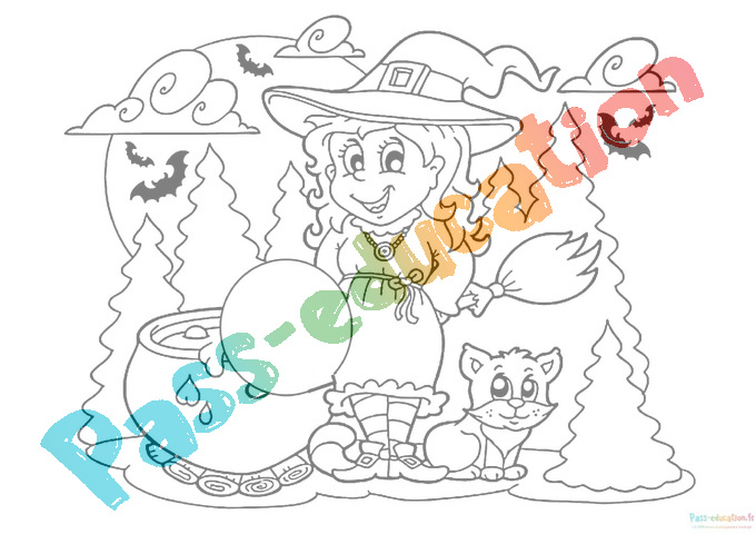 Coloriage gratuit : Sorcière - PDF à imprimer