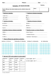 Temps et durée heure, minute, seconde : 5eme Primaire - Exercice ...