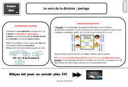 Division, partage : 3eme Primaire - Exercice évaluation révision leçon ...