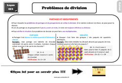 Leçon, trace écrite Division, partage : 3eme Primaire - Pass Education