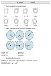 Exercice Lire l'heure, horloge : 3eme Primaire - Pass Education