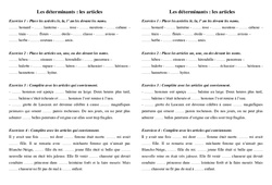 Article et déterminant : 3eme Primaire - Exercice évaluation révision ...
