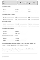 Temps et durée heure, minute, seconde : 5eme Primaire - Exercice ...